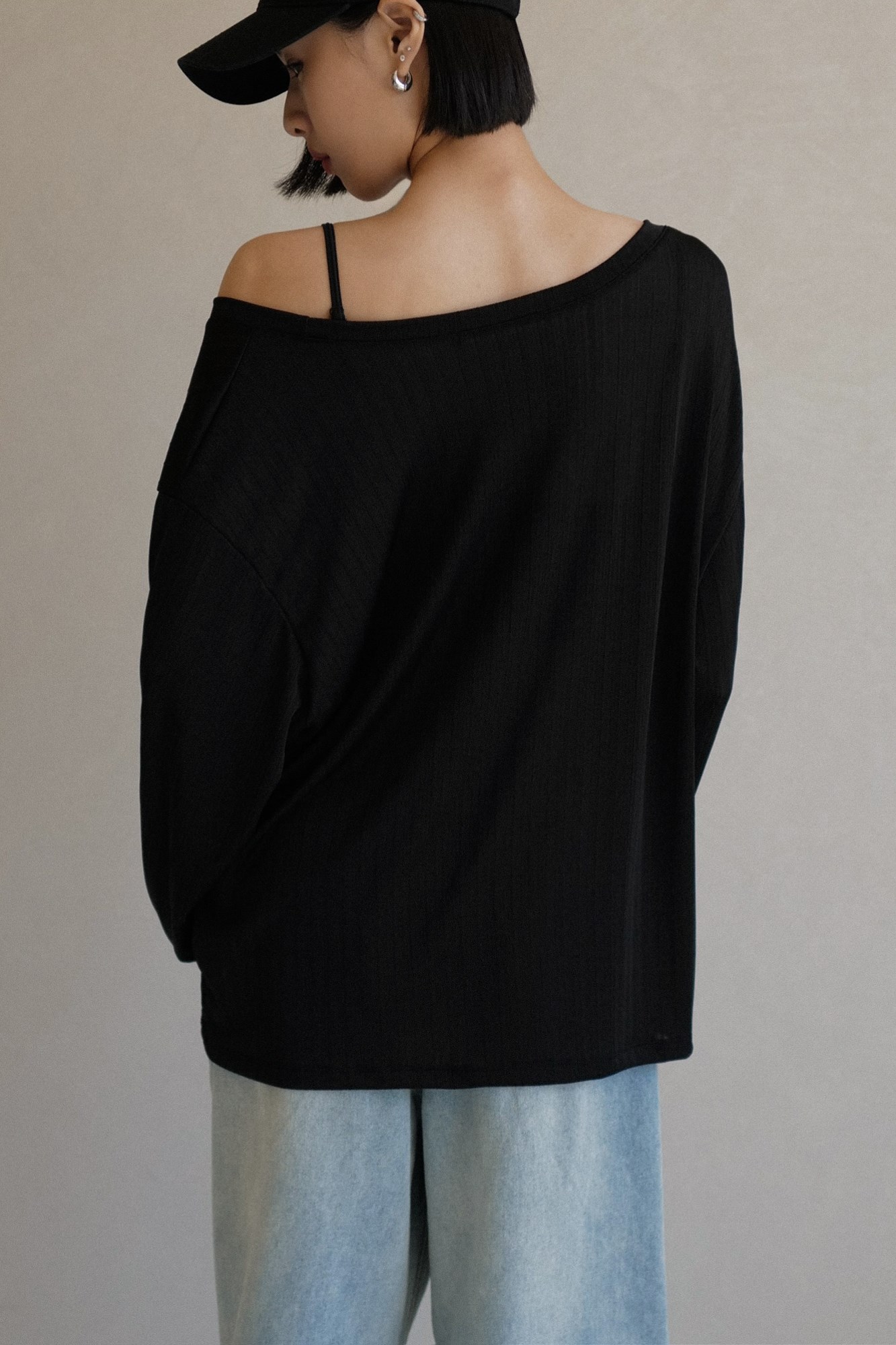 微透細閃坑條寬鬆上衣 ｜ nagumo miyuki