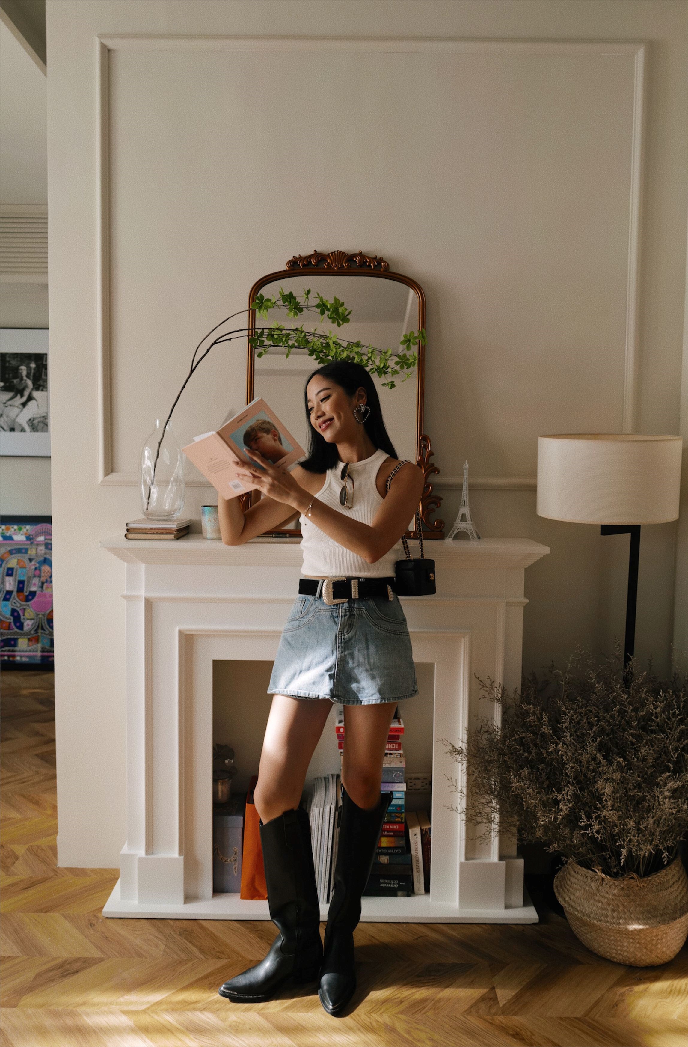 Come Close Denim Skort ｜ Squarebear.